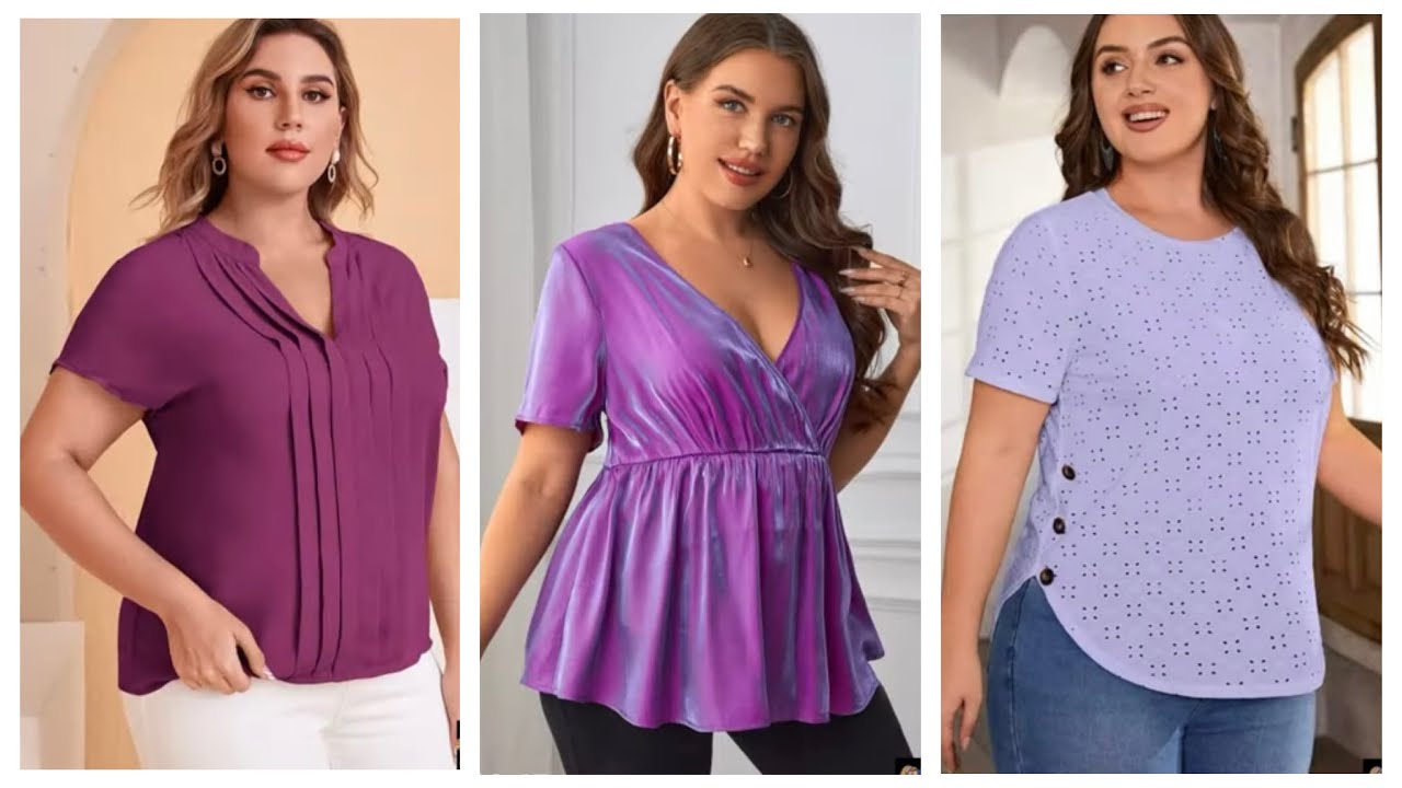 Mira estas hermosas BLUSAS en color MORADO todas en TALLAS GRANDES ...