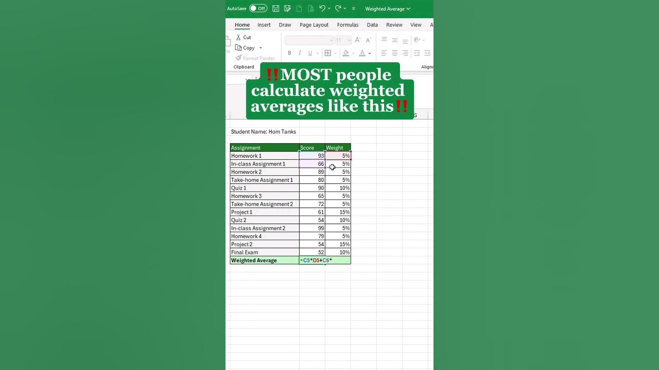 Calculate Weighted Averages in Excel - EASY Step-by-Step Tutorial 📊 - YouTube