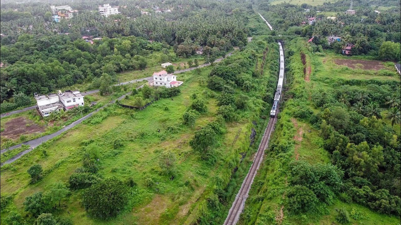 My First Aero-Rail: Drone View of 02432 NDLS-TVC Rajdhani at Udupi ...