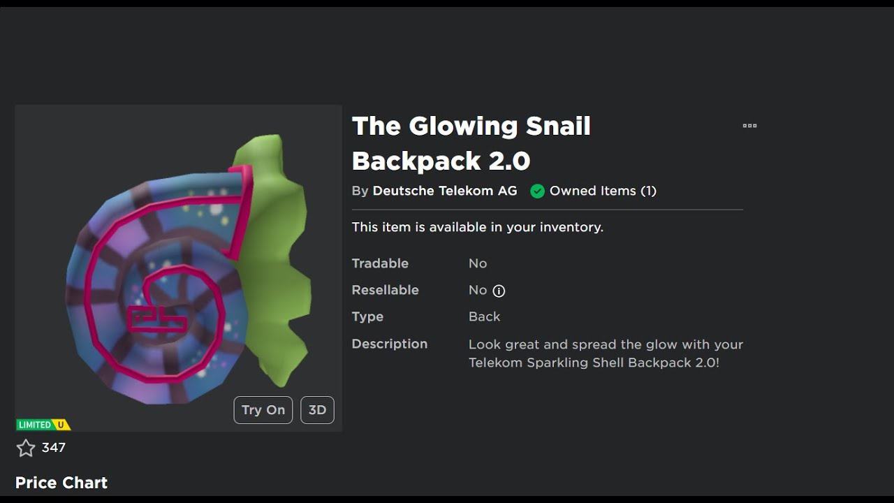 Roblox The Glowing Snail Backpack 2.0 SNIPED *FREE UGC LIMITED* - YouTube