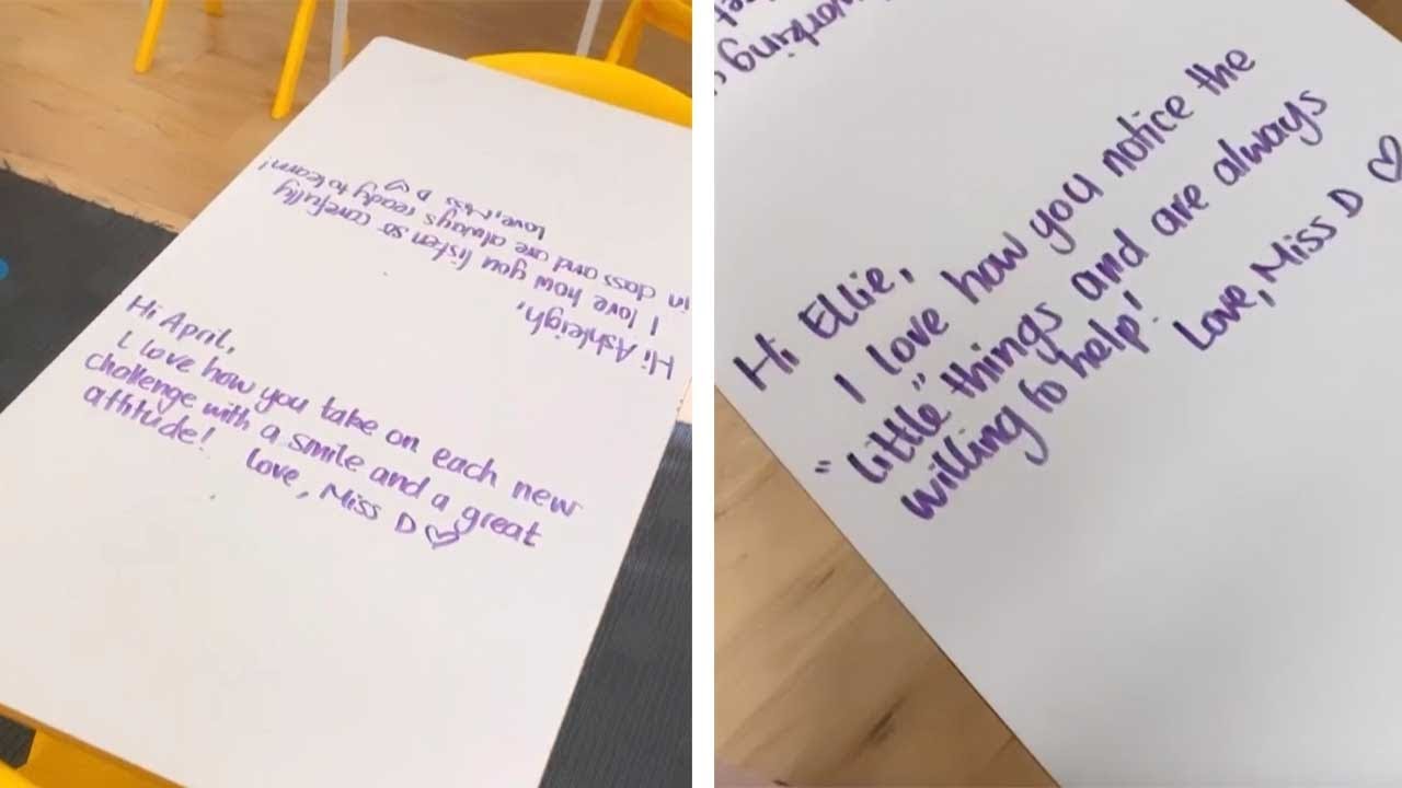 Teacher Leaves Personalised Notes On Students Desks - YouTube
