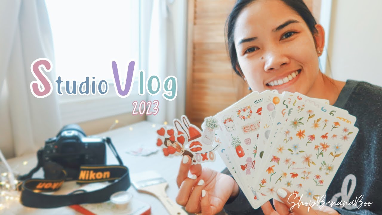 First Studio Vlog of 2023 | new valentine's stickers, making sticker ...