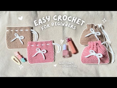 Drawstring Mini Pouch🎀🧸|EASY CROCHET FOR BEGGINNERS🫶🏻