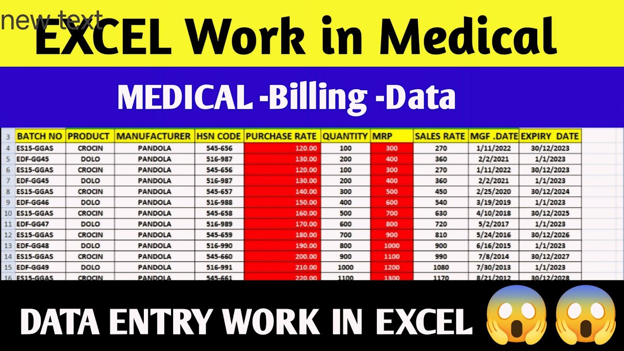 Data Entry in Excel | Excel Work in Medical | #data_entry_in_excel ...