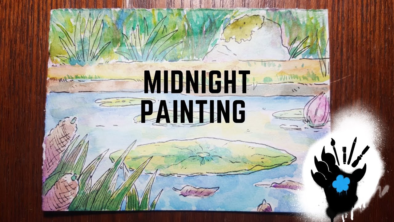 Midnight Paintng : at the lake “ animation background “ 🪷🐸| Draw with ...
