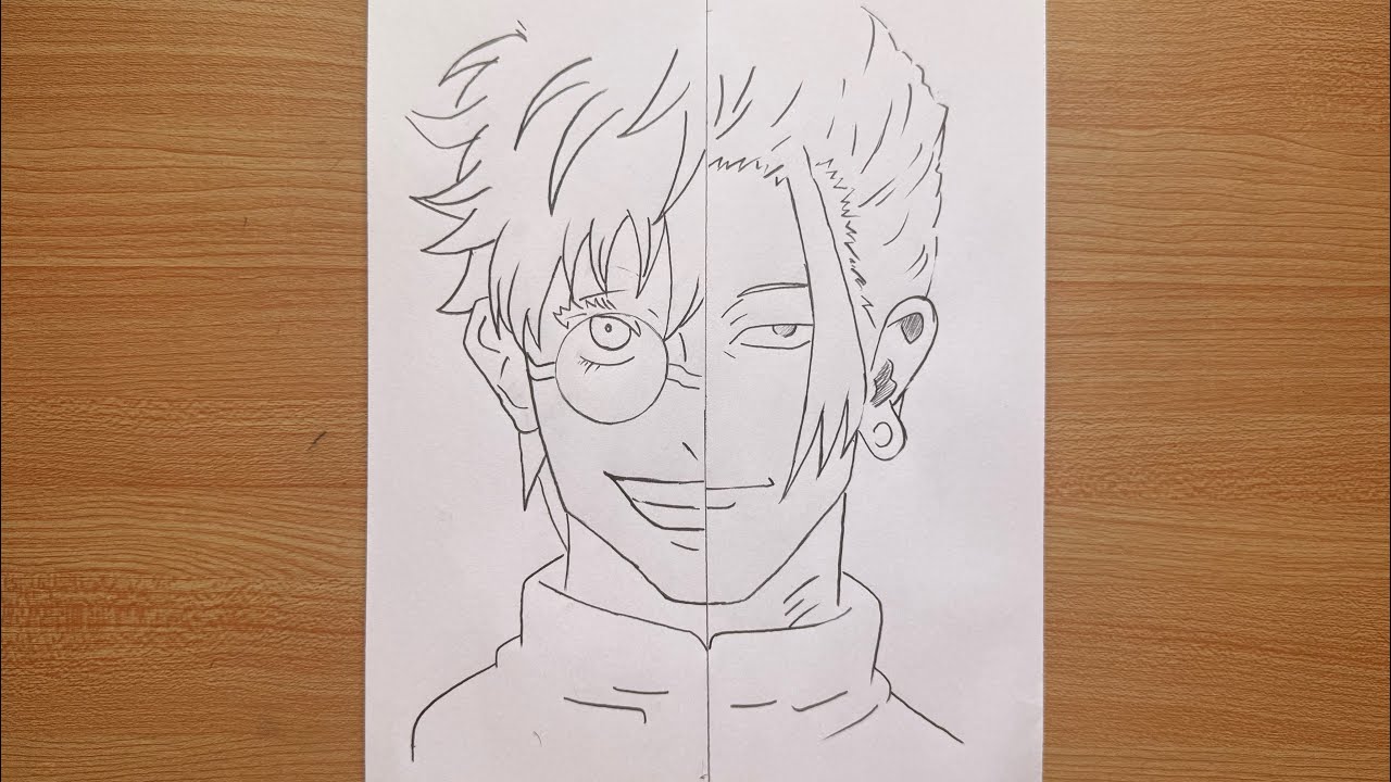 Gojo Satoru × Jujutsu Kaisen Half Face Drawing | Epic Anime Art - YouTube