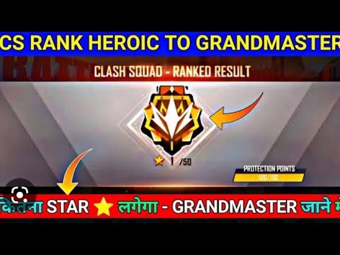 CS RANK HEROIC TO GRANDMASTER कितना STAR लगेगा - GRANDMASTER जाने मे # ...