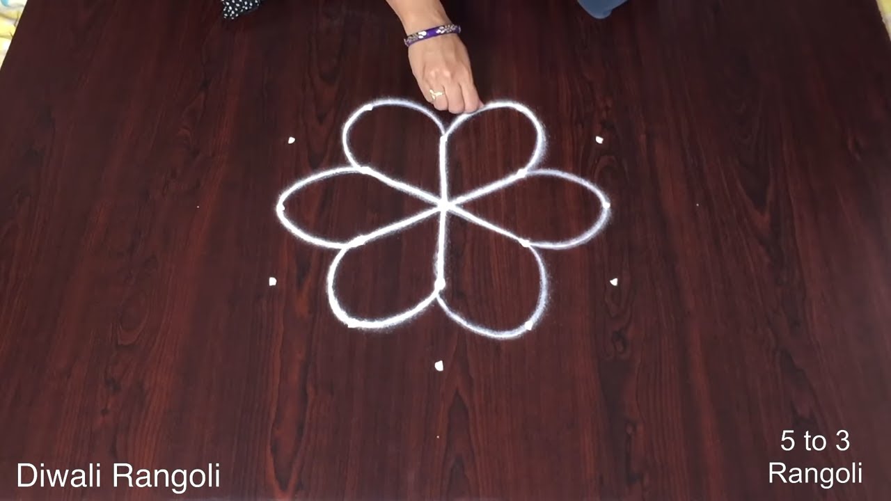 Rangoli Muggulu with 5 dots 🌸 Alpana Design 🌸 Bindu Wali Kolam Designs ...