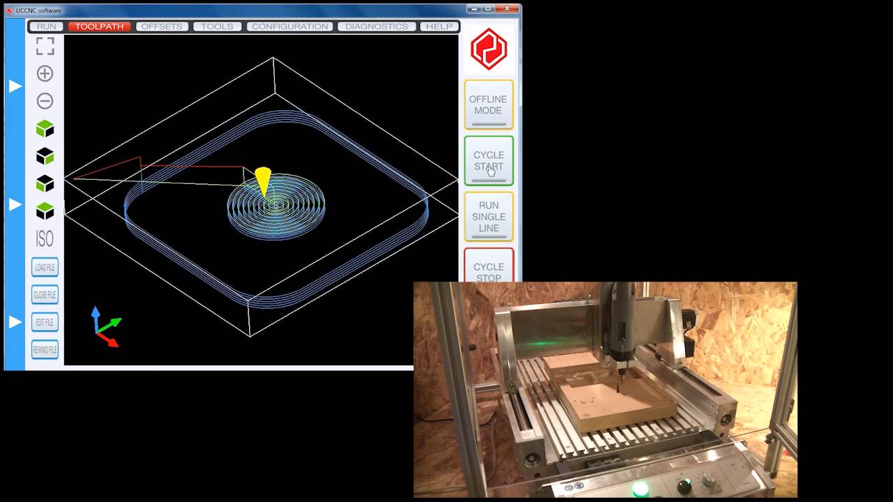 UCCNC control software toolpath demonstration - YouTube