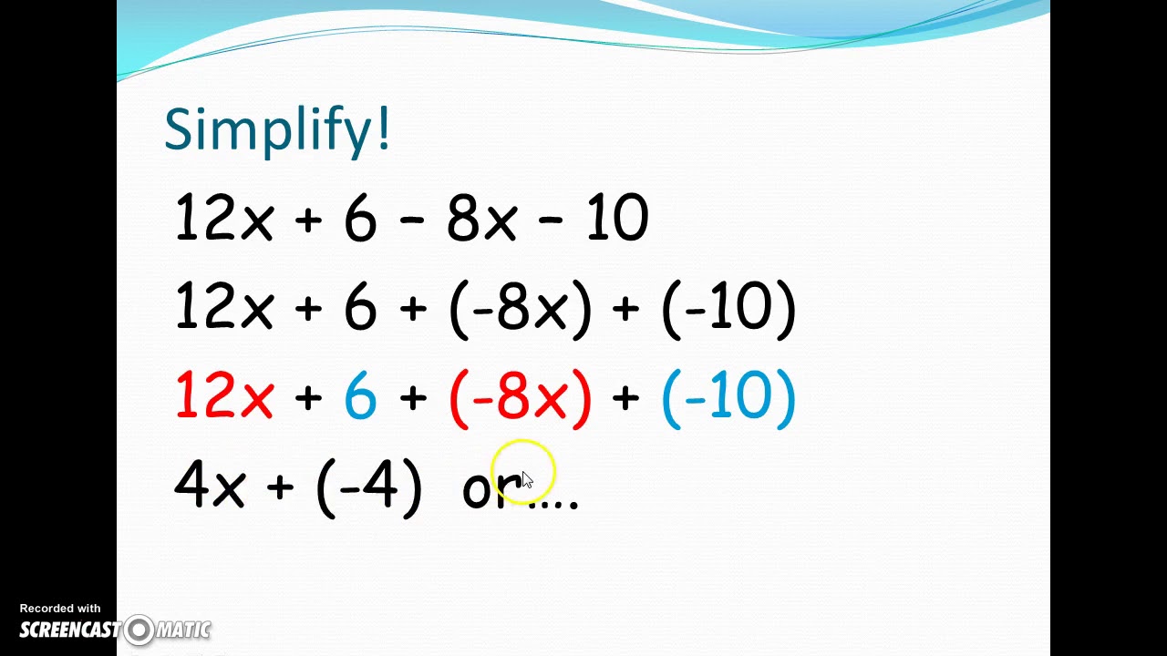 Combining Like Terms Review - YouTube