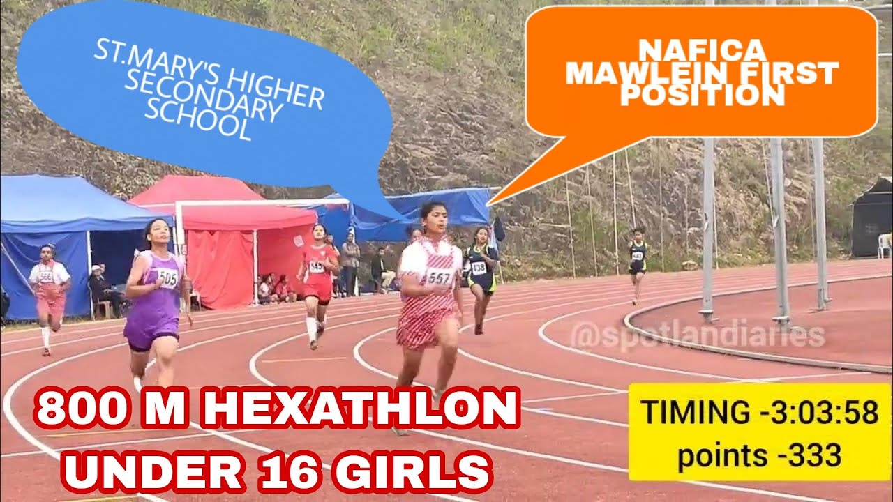 800 M hexathlon girls under 16 Final | NAFICA MAWLEIN FROM ST.MARY'S WIN FIRST POSITION - YouTube