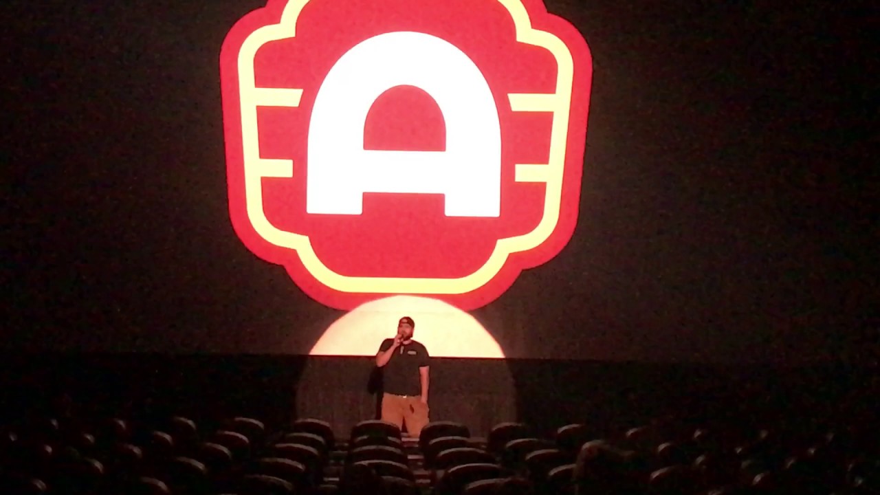 Hosting Men In Black on 35mm film @ Alamo Drafthouse in Yonkers - YouTube