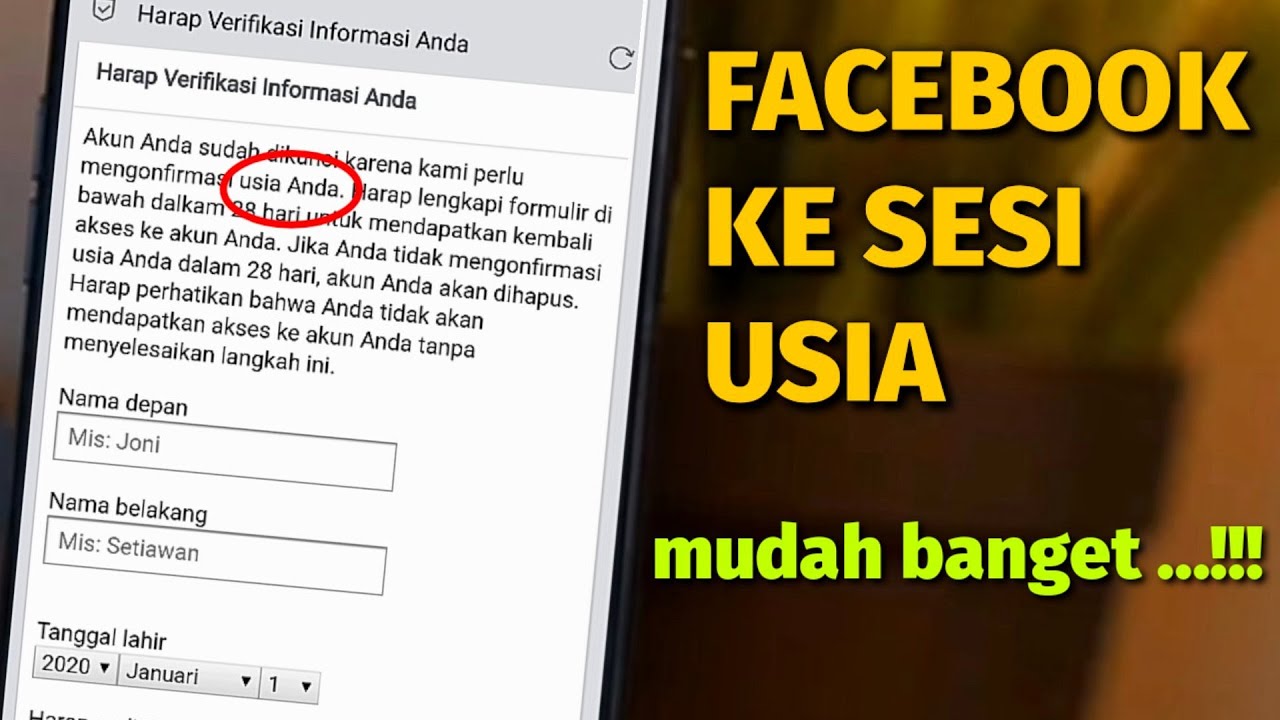 Cara buka facebook ke SESI verifikasi USIA ️ | Trik FB 2020 - YouTube