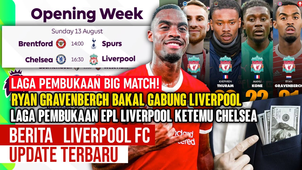 RESMI ️Jadwal Pembuka Liverpool Vs Chelsea Klopp Target Gravenberch ... RESMI ️Jadwal Pembuka Liverpool Vs Chelsea Klopp Target Gravenberch ...