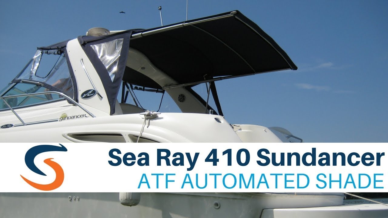 Automated Retractable Sunshade Demo on Sea Ray 410 Boat - YouTube