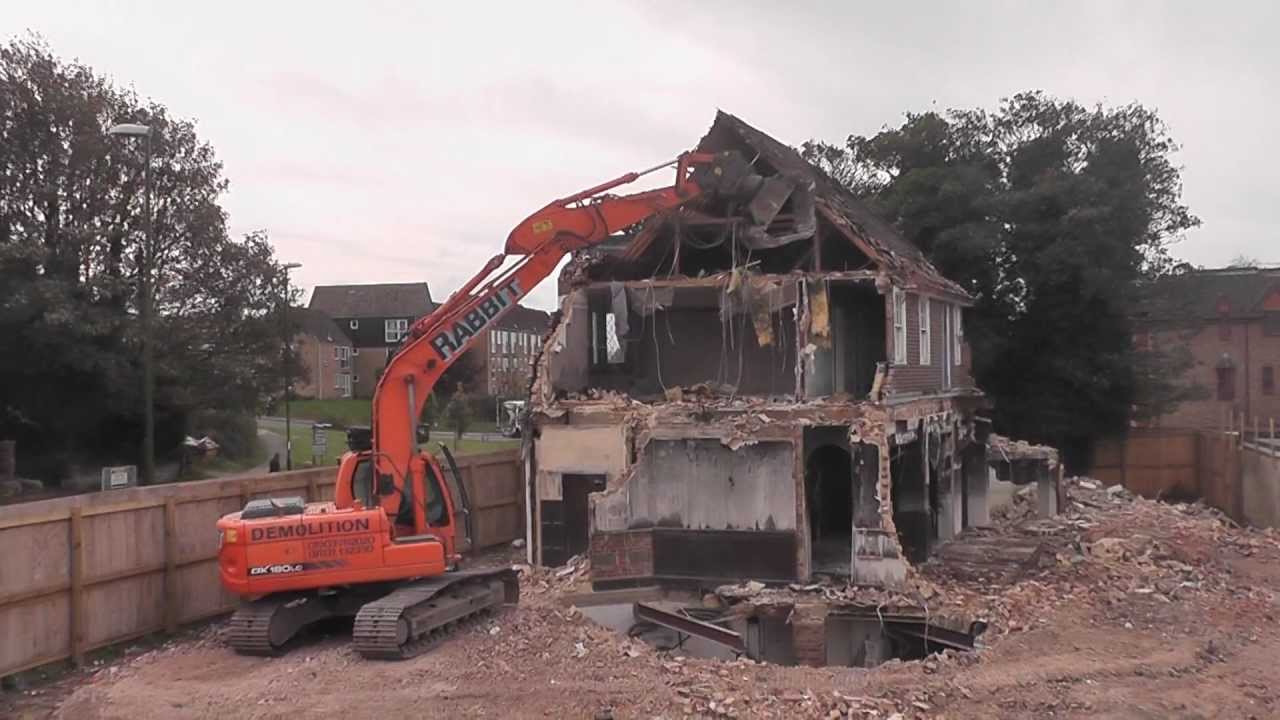 Demolition of The Ball Tree Public House Sompting 2011 - YouTube