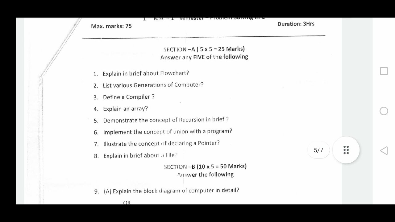 1st semester question paper pattern Andhra University BCA, B. COM, B.Sc ...