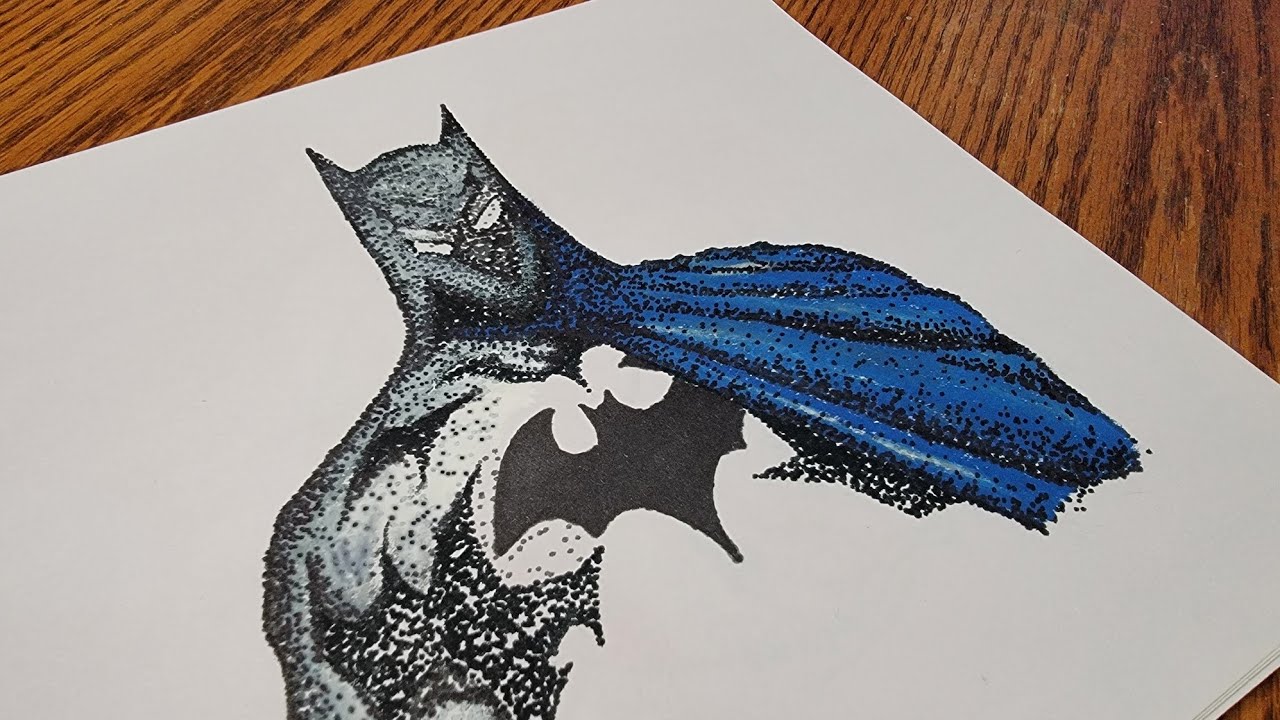 Stippling Drawing #3 - How to Draw Batman 2020 Using Dots| Batman ...