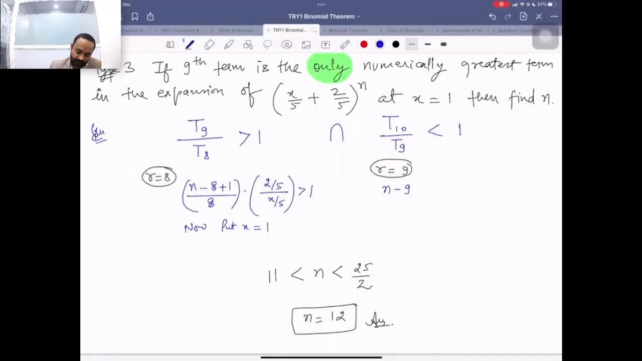 BINOMIAL THEOREM Lecture 3 STAR BATCH LECTURES for FREE first time in YOUTUBE - YouTube