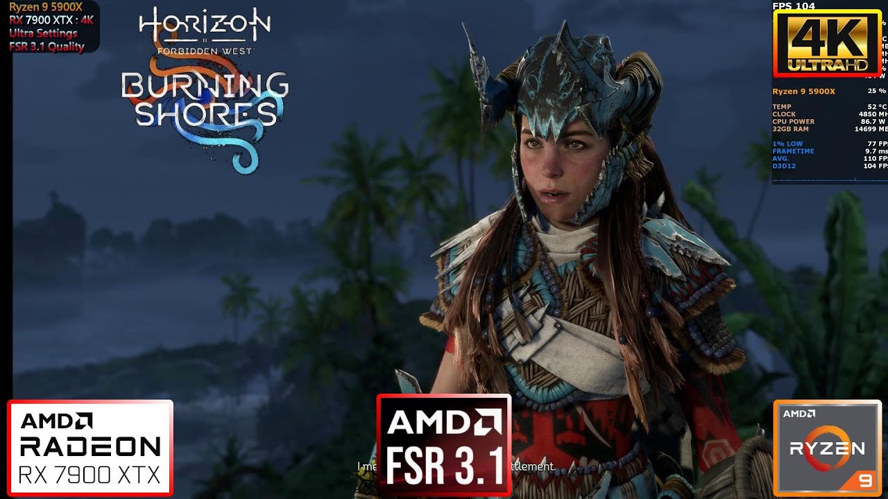 Horizon Forbidden West RX 7900 XTX Ryzen 9 5900X 4K Ultra Settings FSR ...
