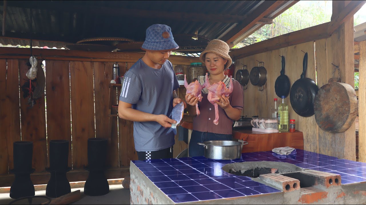 How I built a family kitchen | Make a beautiful kitchen, Catch fish and ...