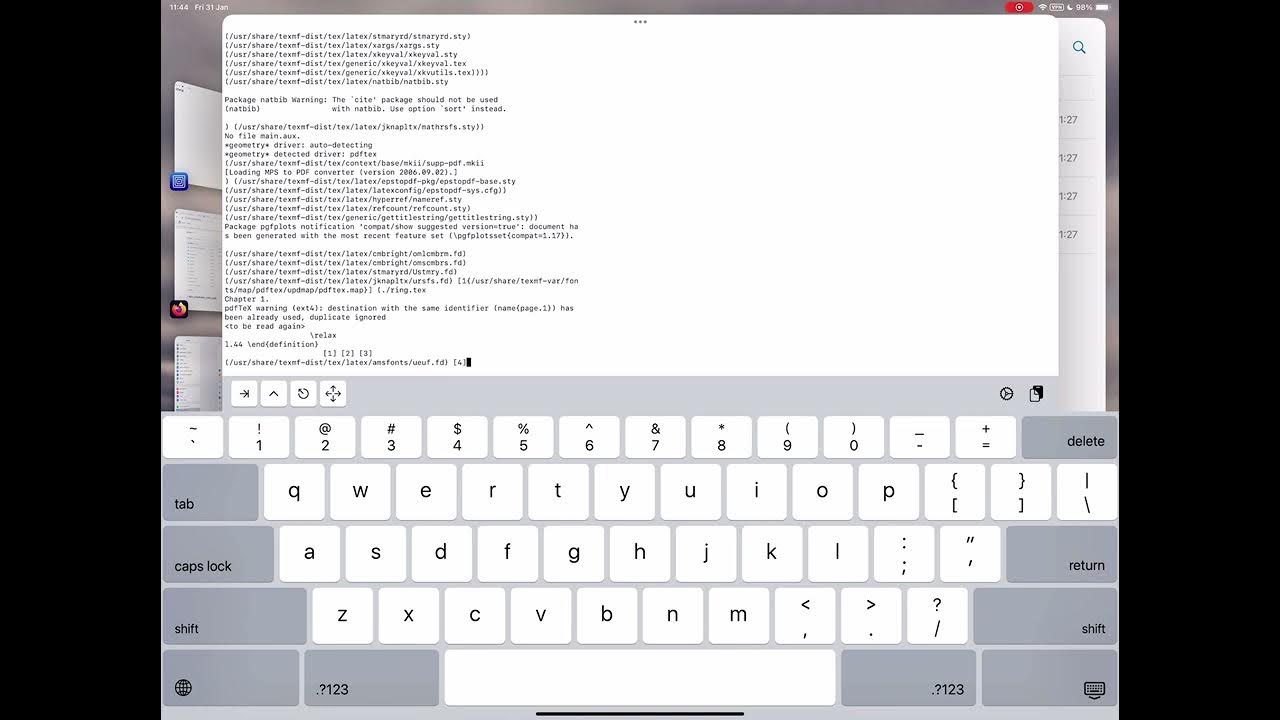 build latex project with texlive in ish iPad - YouTube