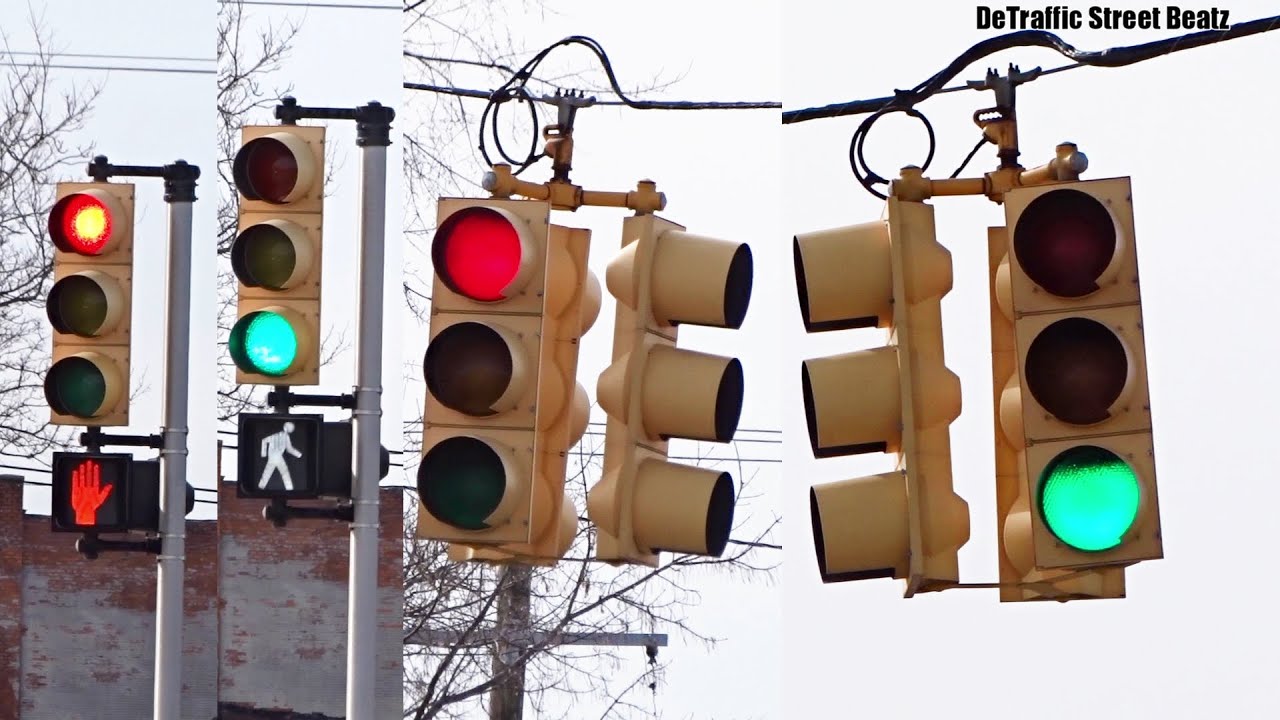 Traffic Lights & Flashing Crosswalks | Michigan & W Grand Bl - YouTube