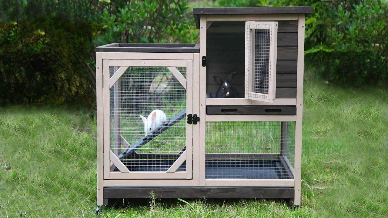 Aivituvin Large Indoor Rabbit House with Tray,Waterproof Roof Outdoor ...