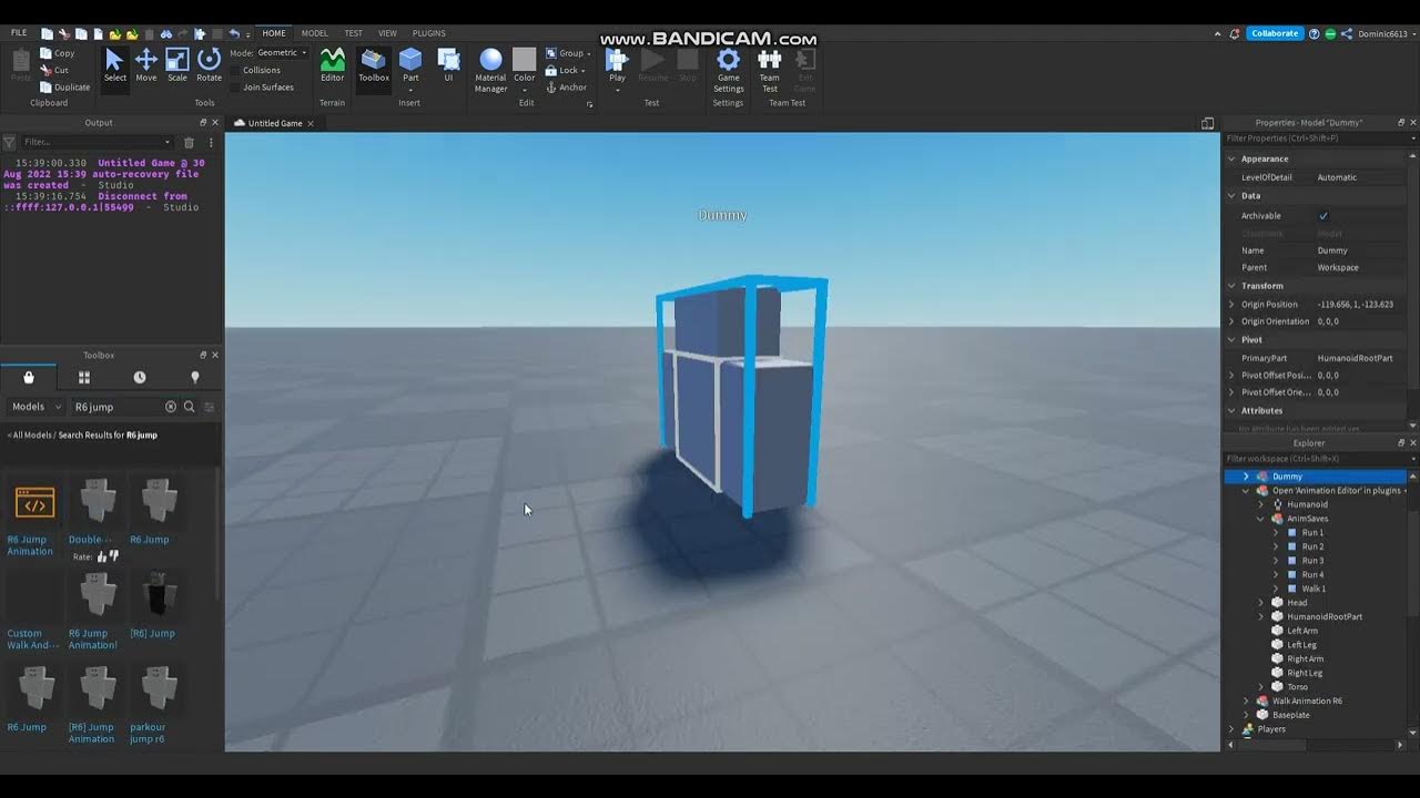 How to make a Walk or Jump animation in Roblox Studio *NO SCRIPTING* - YouTube