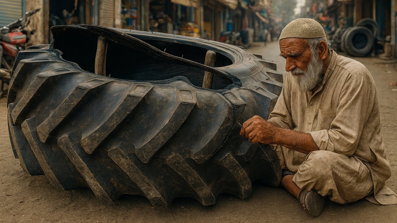 Wonderfully Process of Tractor Damage Tire How to Fix Sidewall Cut ...