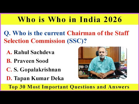 Who is Who in India 2026 | Important Personalities & Positions | Part-3