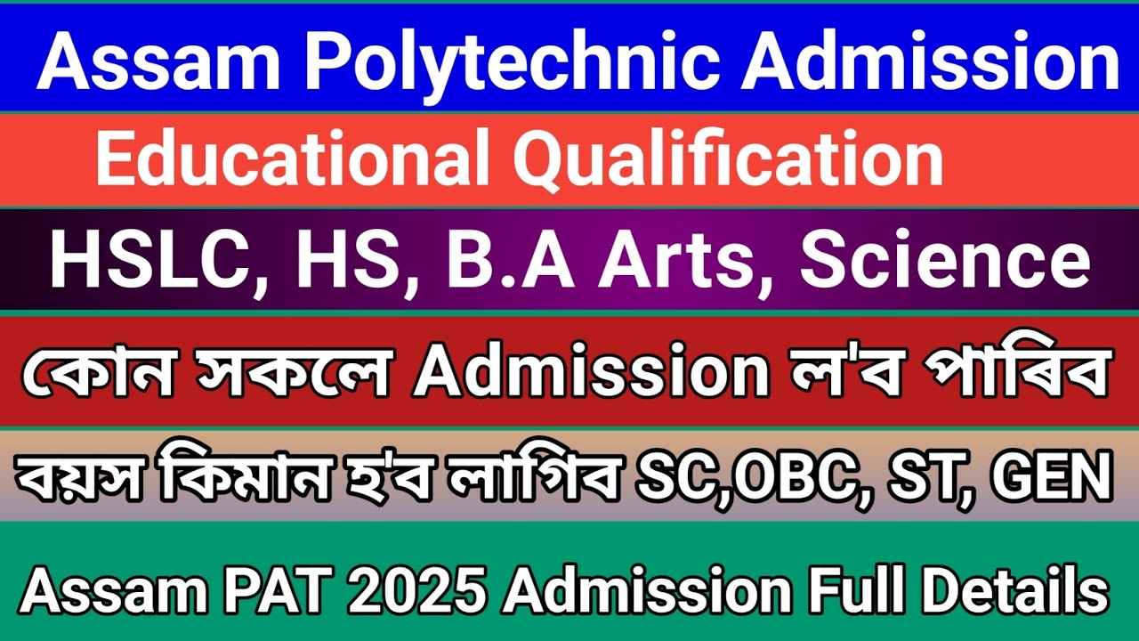 Assam polytechnic admission 2025 // Educational Qualification HSLC, HS ...