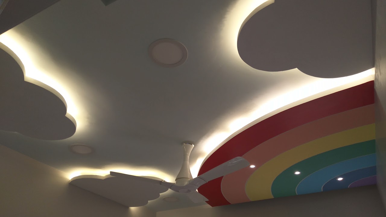 Rainbow Clouds False Ceiling, Children Room Interior, Rustomjee Thane ...