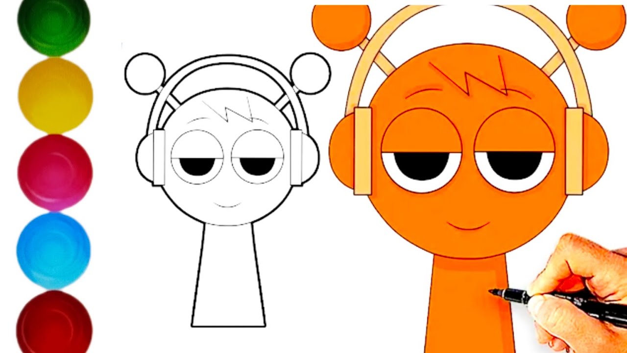 How to draw and color a cute Pinky and Oren From Sprunki | Easy step by ...