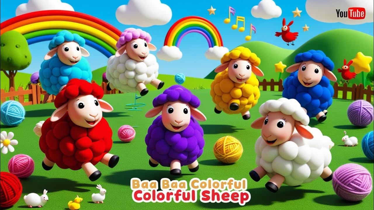 "🎶 Baa Baa Colorful Sheep | Fun Nursery Rhymes for Kids! 🌈 Sing-Along ...