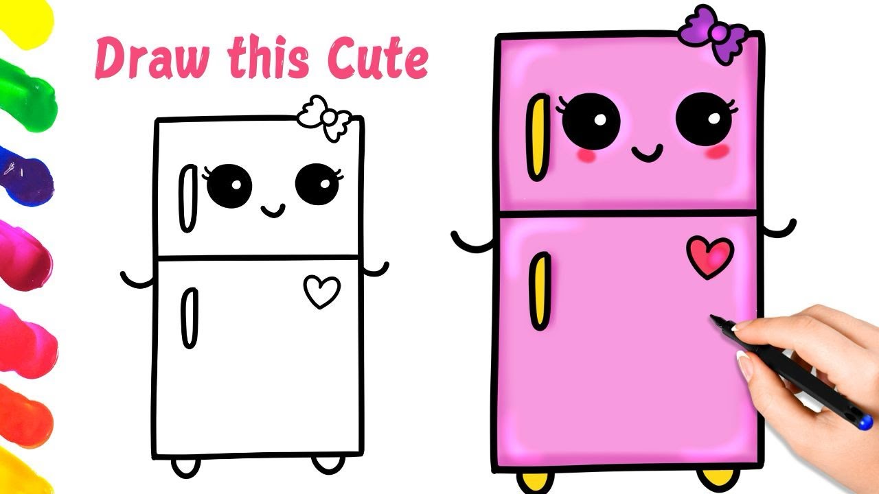 Drawing for Kids || How to draw Fridge easy || How to draw cute ...