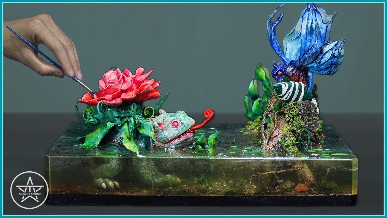 Diorama of POKEMON War: Zombie Bulbasaur🐸 vs Creepy Butterfree🦋 ...