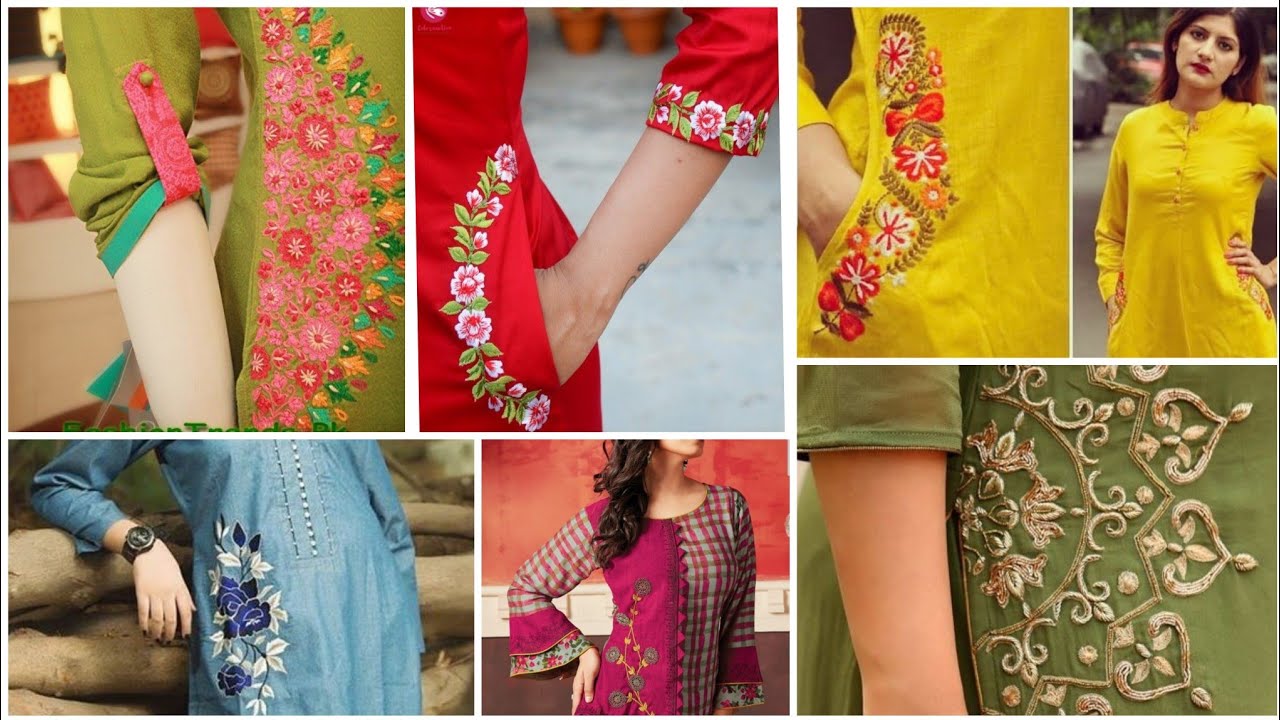 Most impressive very creative hand embroidery designers kurti designing ...
