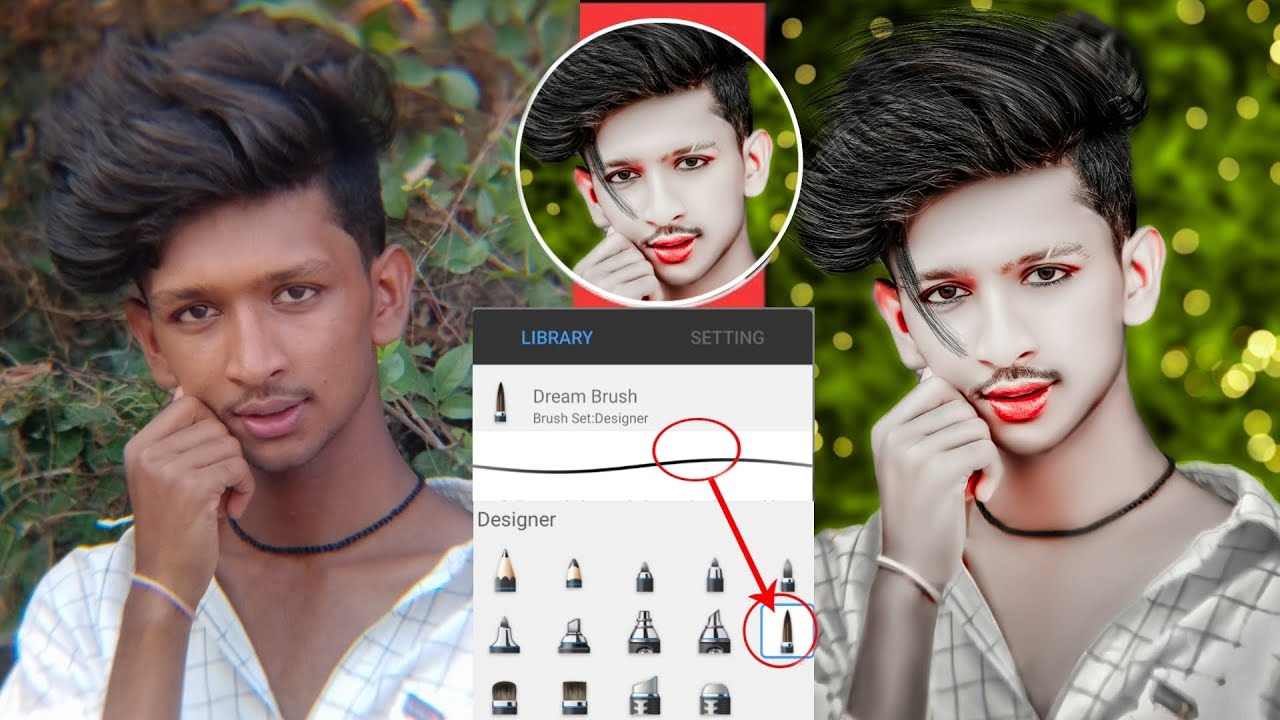 Hair style Hair Editing करने के लिए Brush setting Hair style photo ...