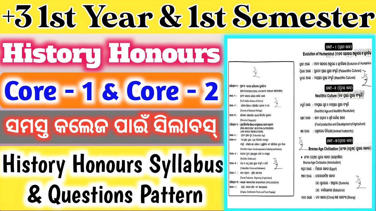 +3 1st Year & 1st Semester History Honours / Core 1 & Core 2 / Syllabus ...