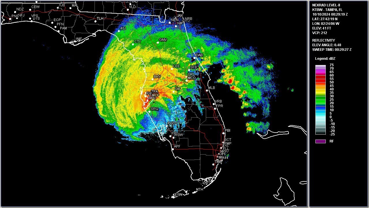 2024 Milton - Tampa Bay, FL WSR-88D Radar Animation (HD 1280x720) - YouTube