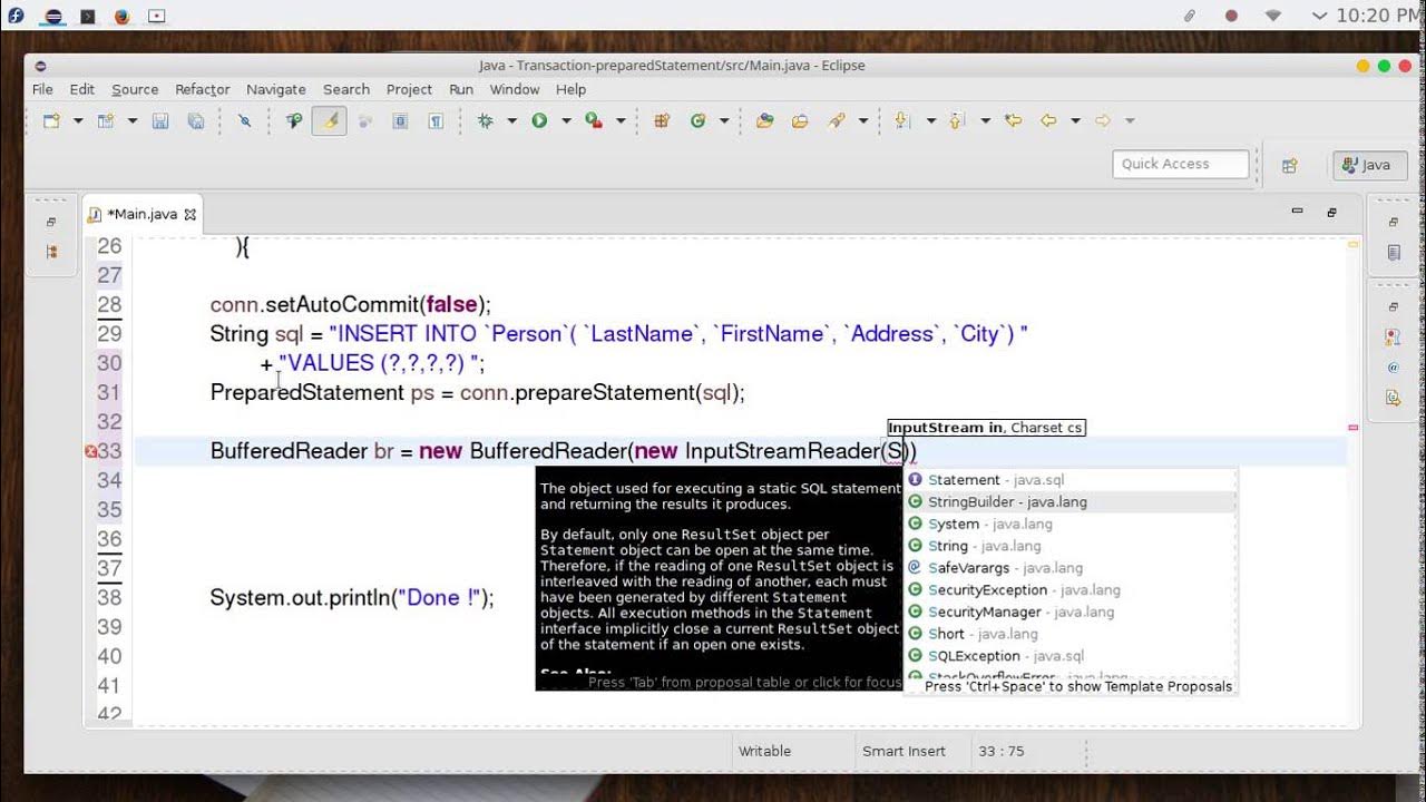 52 JAVA JDBC DataBases Transaction PreparedStatement - YouTube