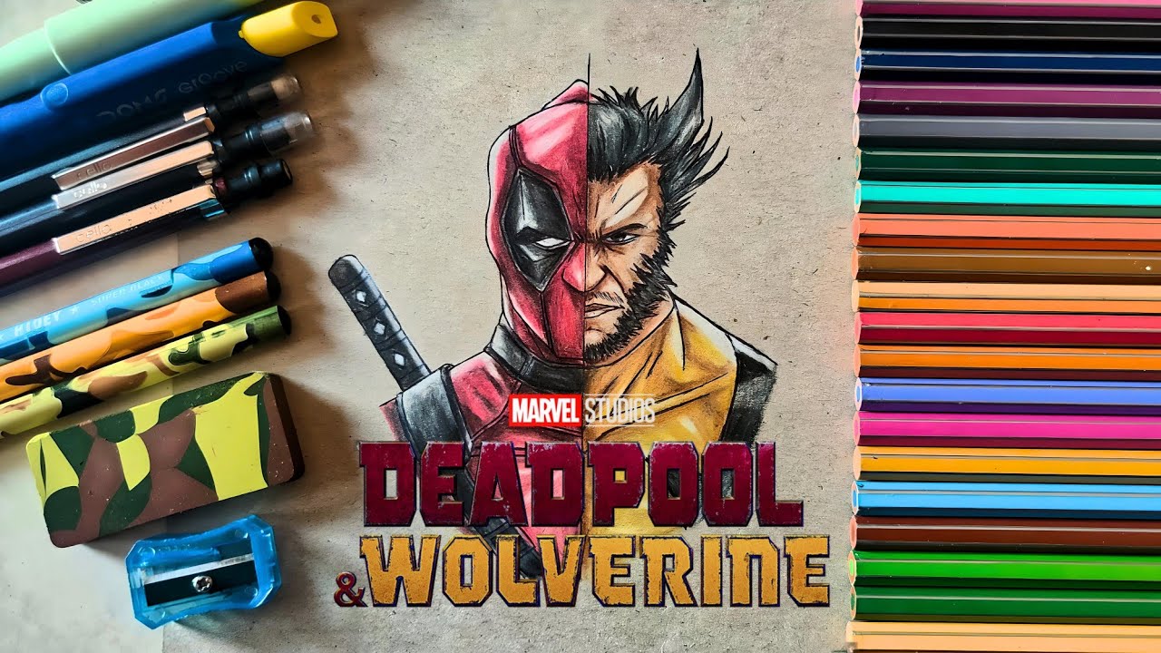 Deadpool & Wolverine Drawing With Pencil colours - Time-lapse | GenZ ...