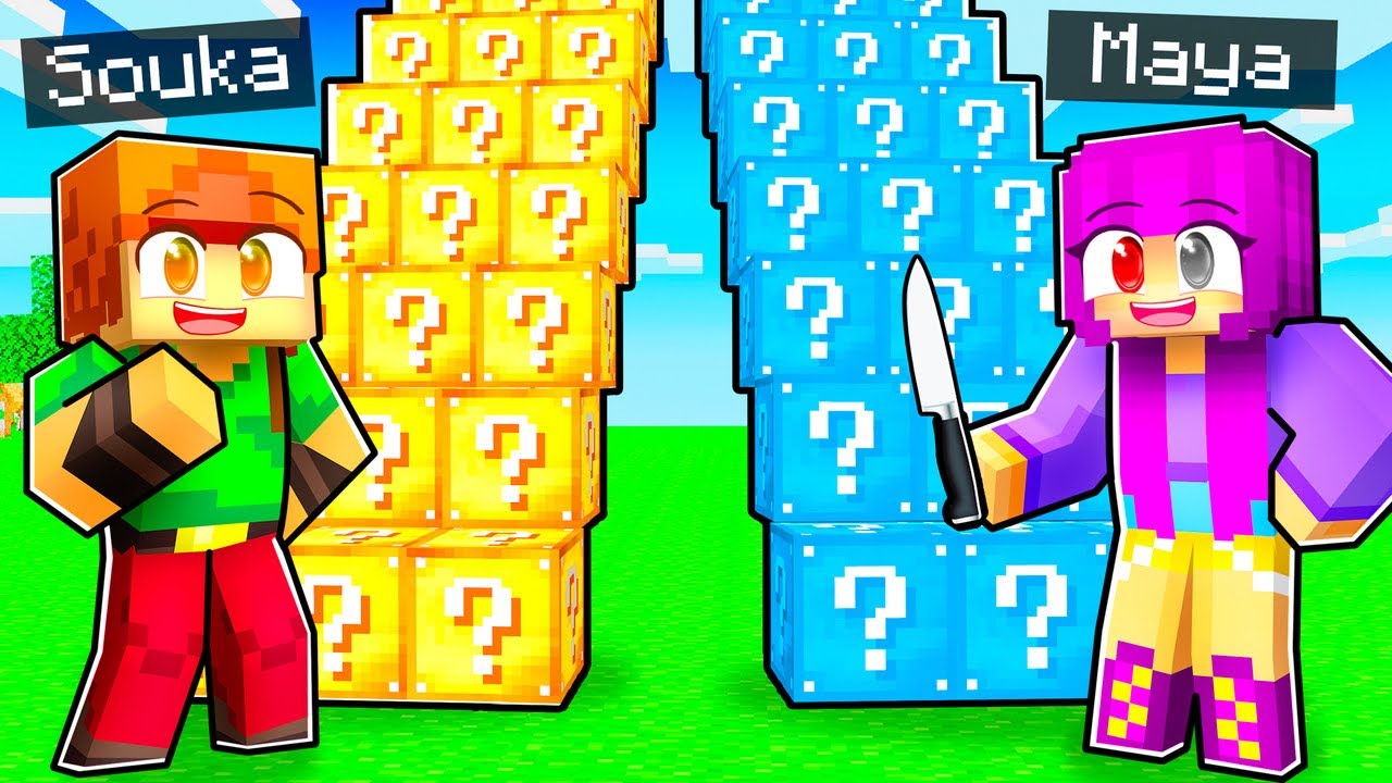 COURSE de LUCKY BLOCK avec LA FAN GIRL et TALCADO sur MINECRAFT ! - YouTube