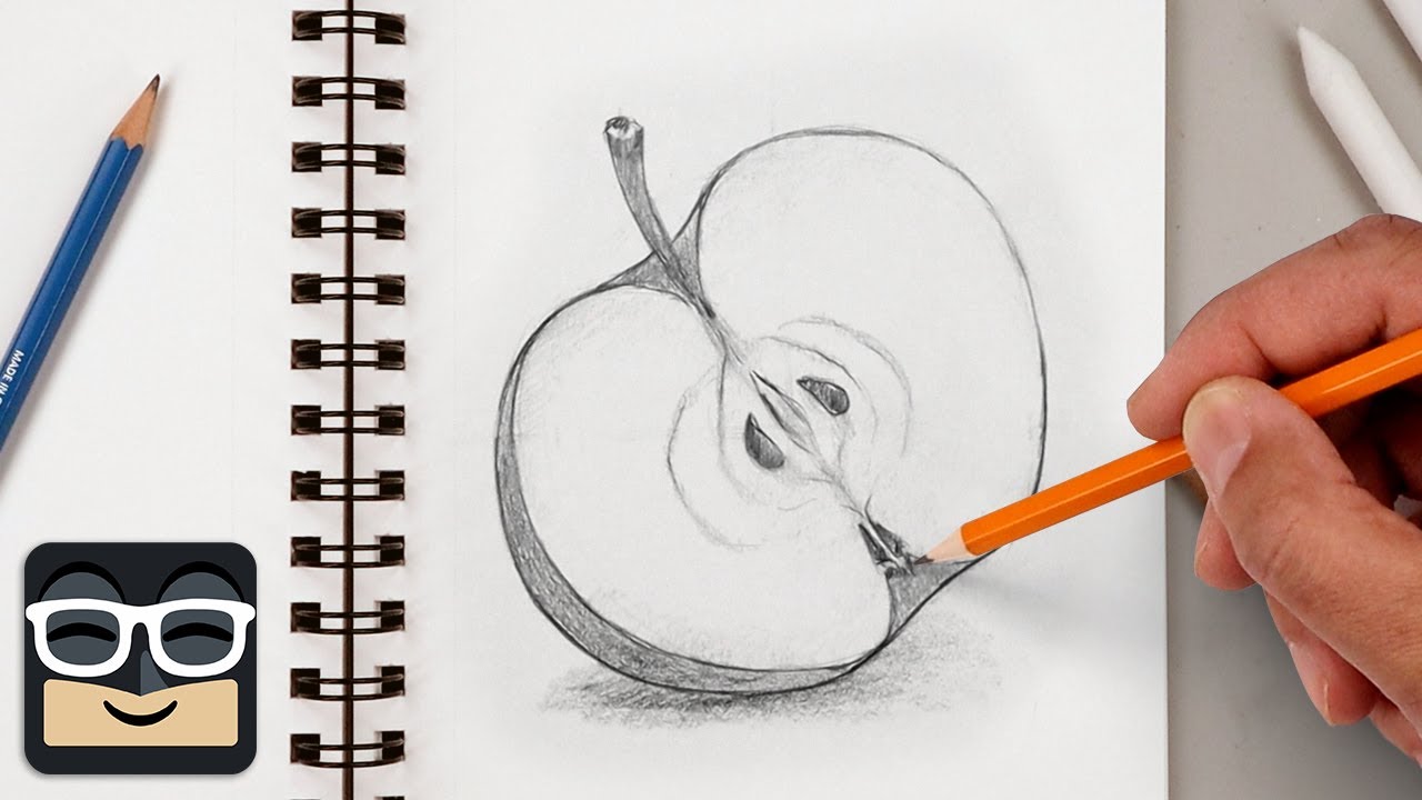 How to Draw a Realistic Sliced Apple | Step by Step Sketch Tutorial ...