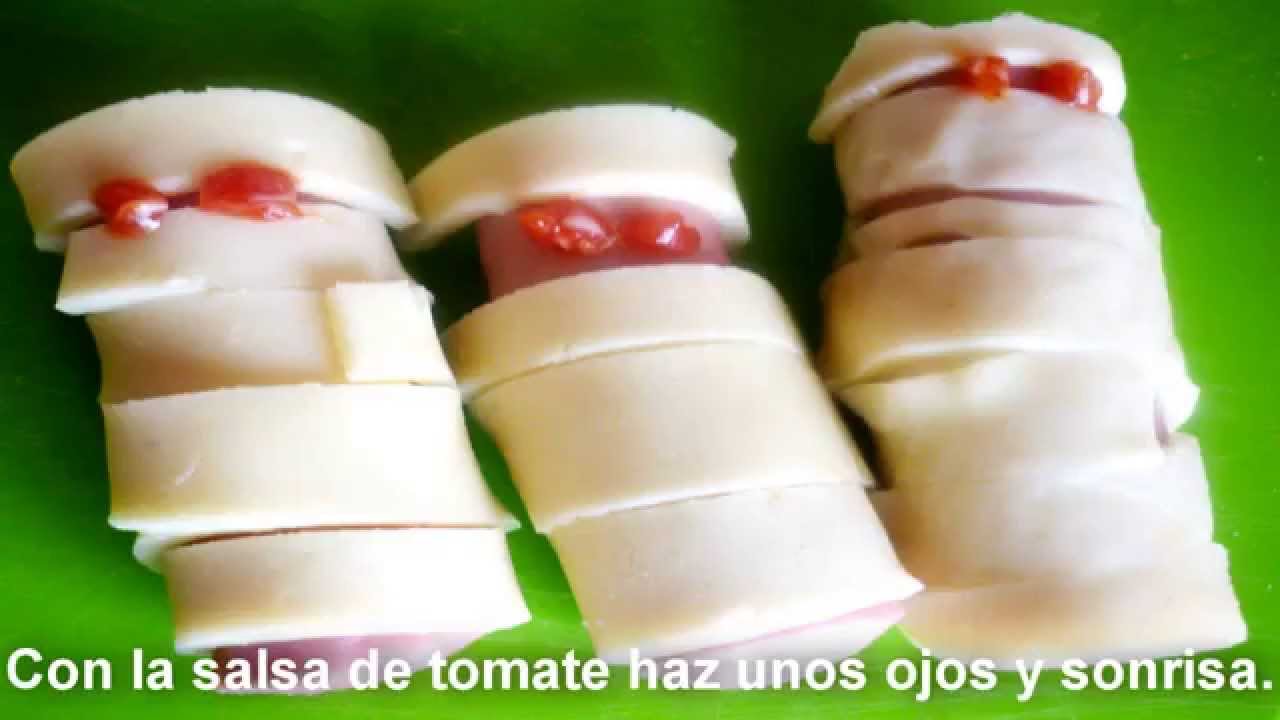 COMO HACER MOMIAS DE SALCHICHA Y QUESO PARA HALLOWEEN. RÁPIDAS Y ...