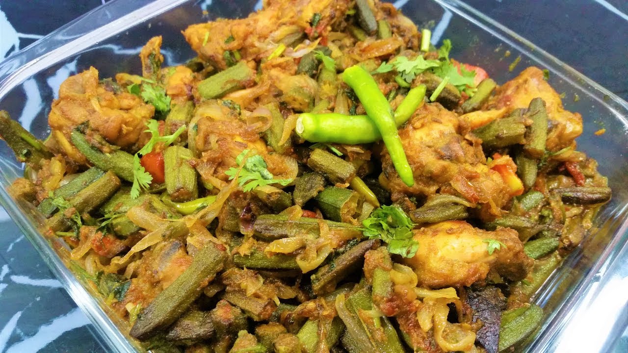 Chicken Bhindi Fry Masala Recipe Okra Chicken Ladyfinger Chicken in ...