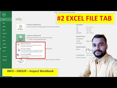 excel | file tab | inspect document | check accessibility | inspect workbook | check ...
