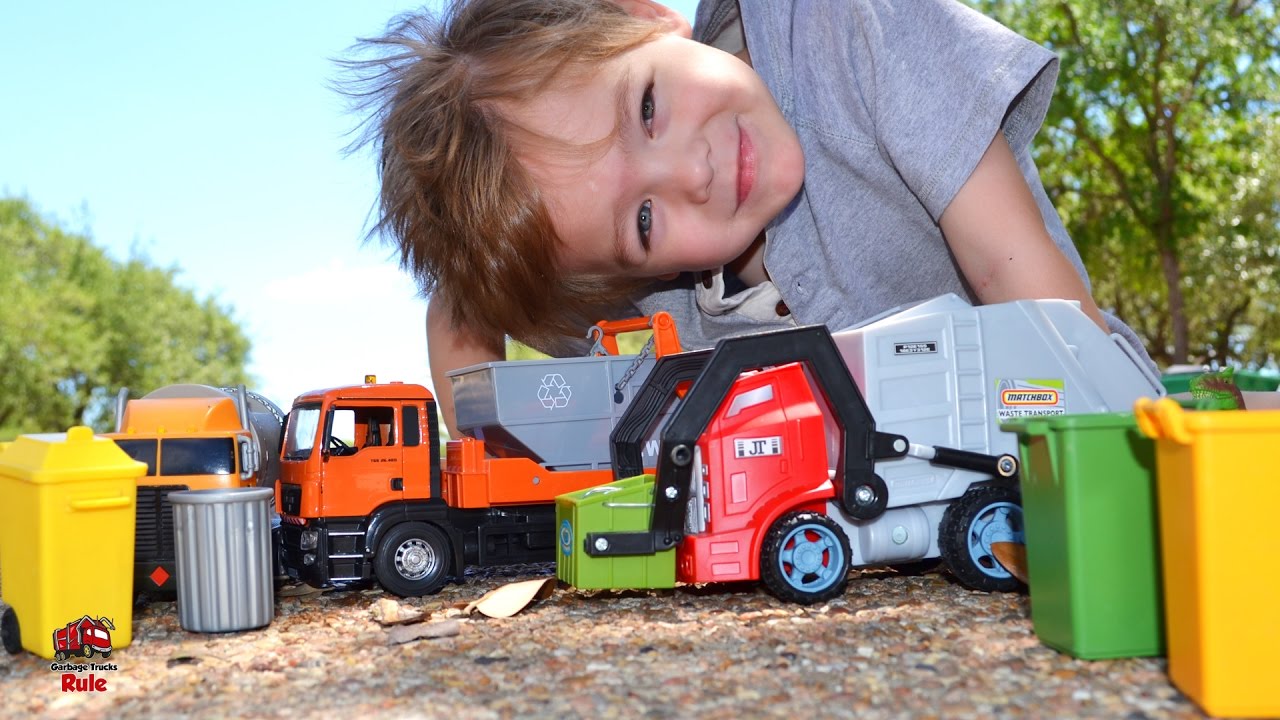 Garbage Truck Videos For Children l Front Loader And A Roll Off Trash ...