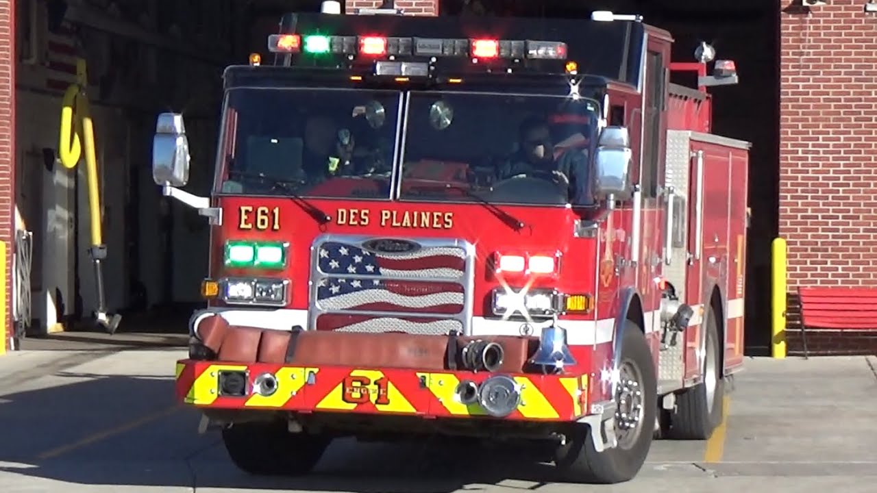 Des Plaines IL Fire Dept. Engine 61 & Ambulance 61 Responding - YouTube